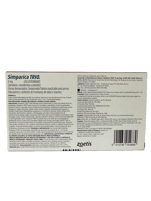 SIMPARICA TRIO MORADO (2.6 - 5 KG) 1 TAB. - MEDIVET