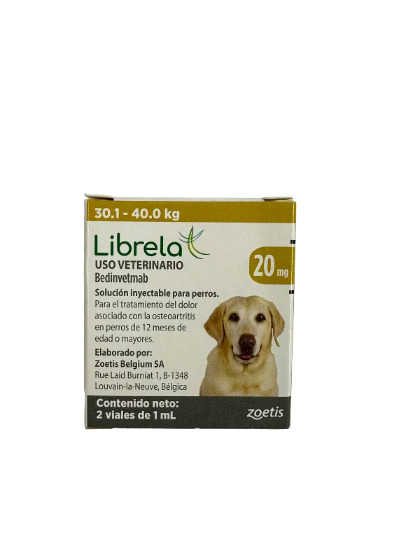LIBRELA 20 MG. 30-40 KG. C/2 VIALES. AMARILLO - MEDIVET